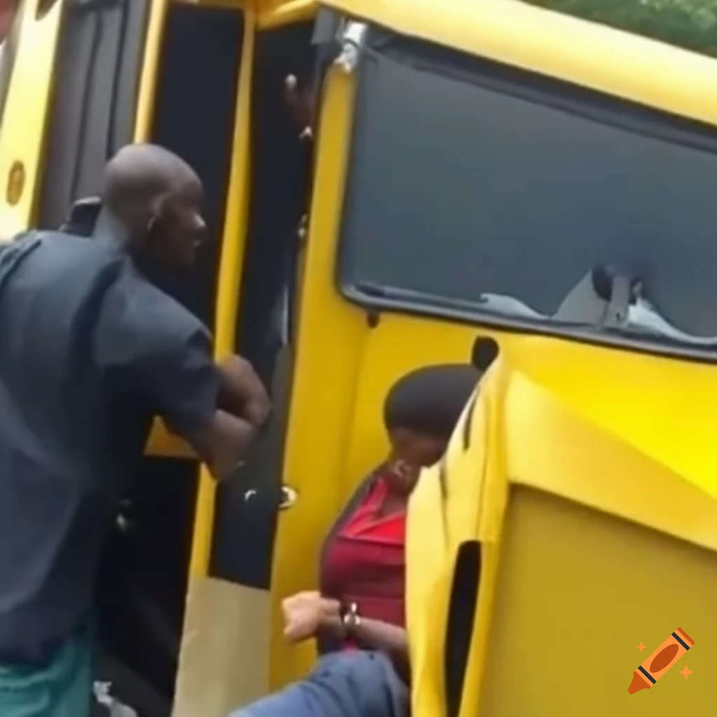 Intense argument on a nigerian yellow bus