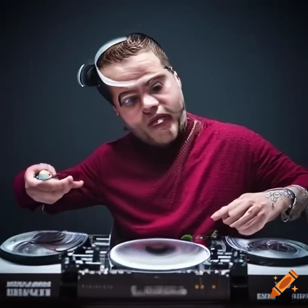 DJ enjoying mulled wine on Craiyon