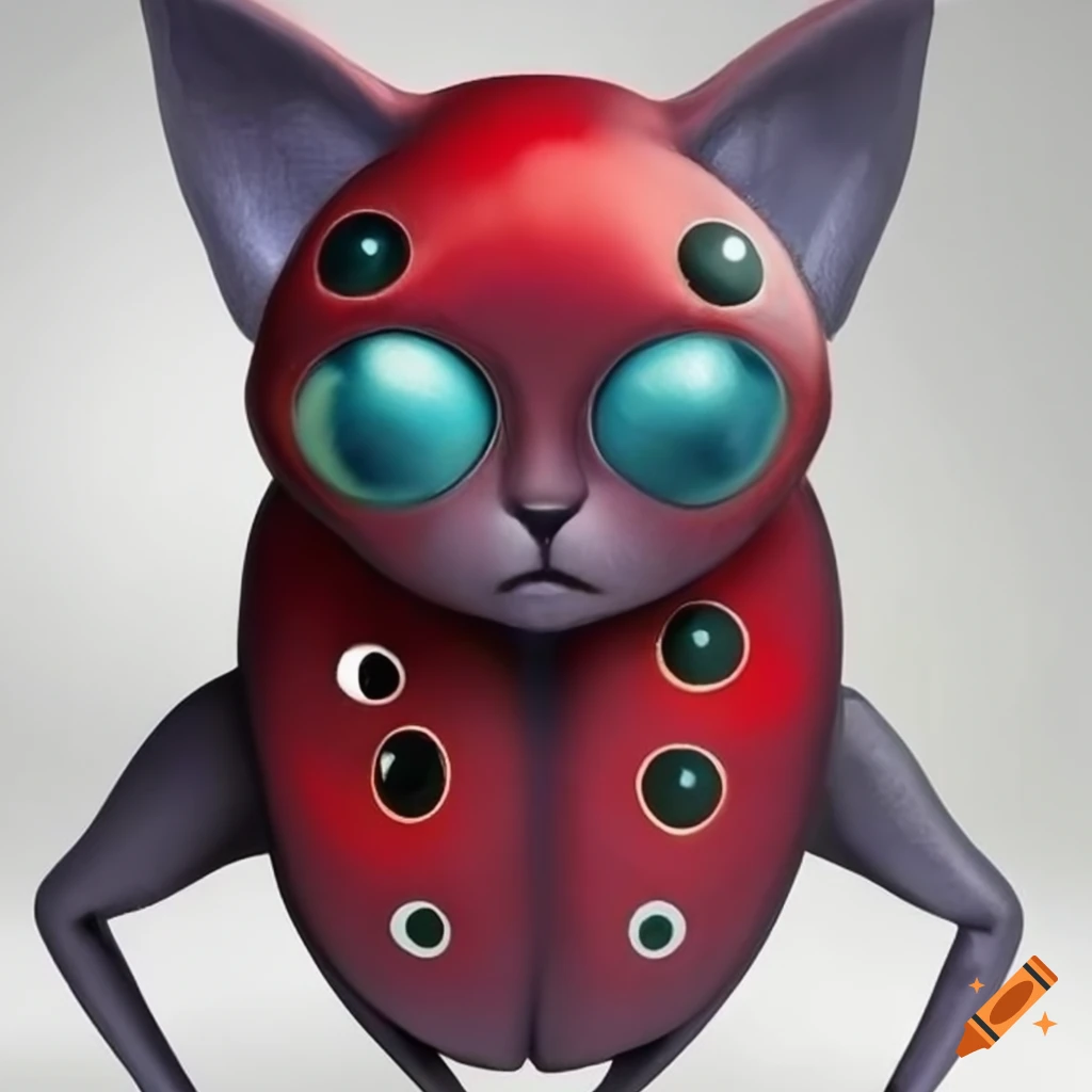 Image of an alien-like cat with a ladybug-shaped head on Craiyon