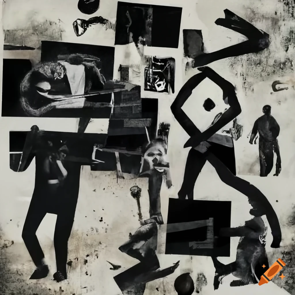 Black and white dadaist collage artwork