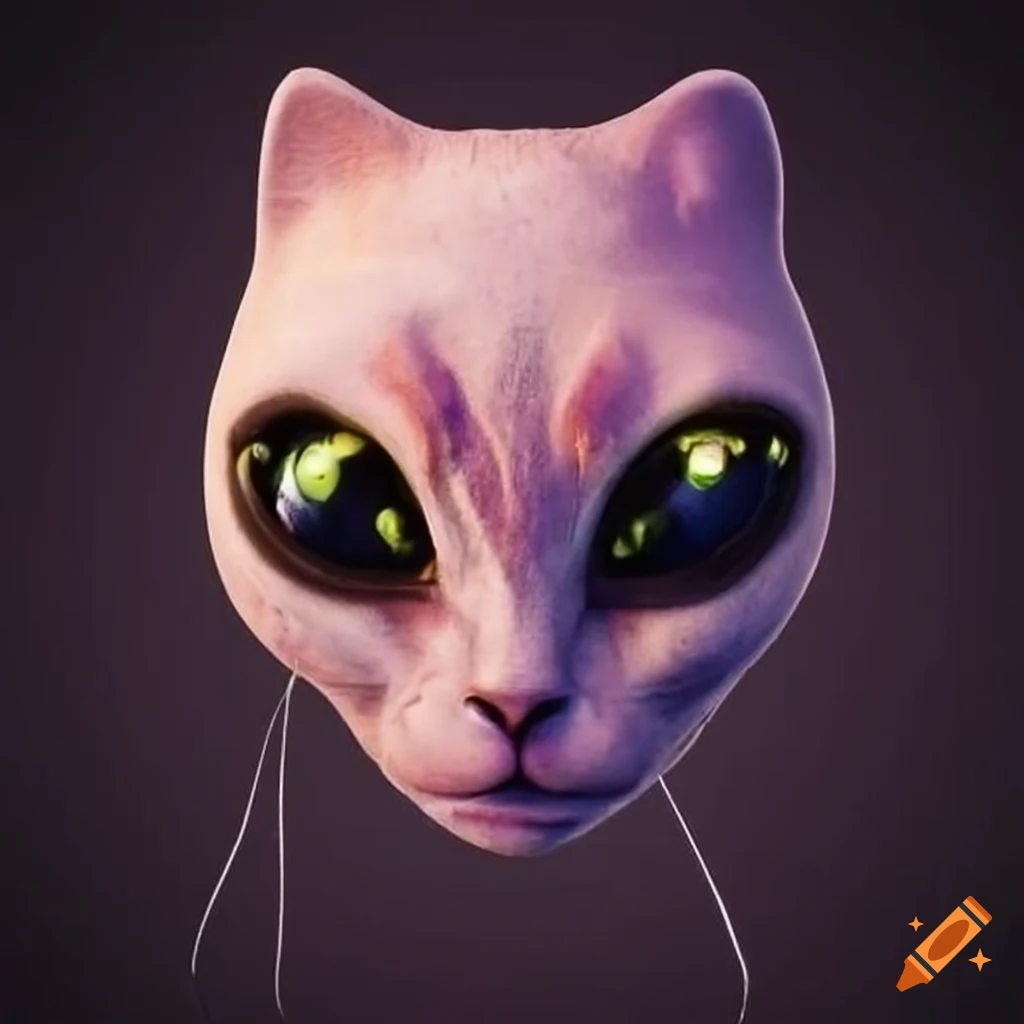 Image of an alien cat with unique head shape on Craiyon