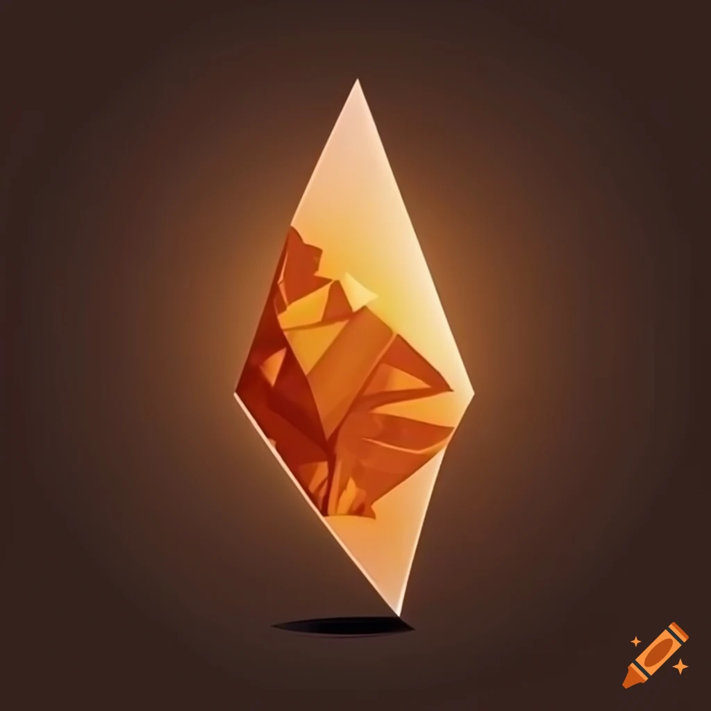Sleek logo design with glowing amber shard on Craiyon