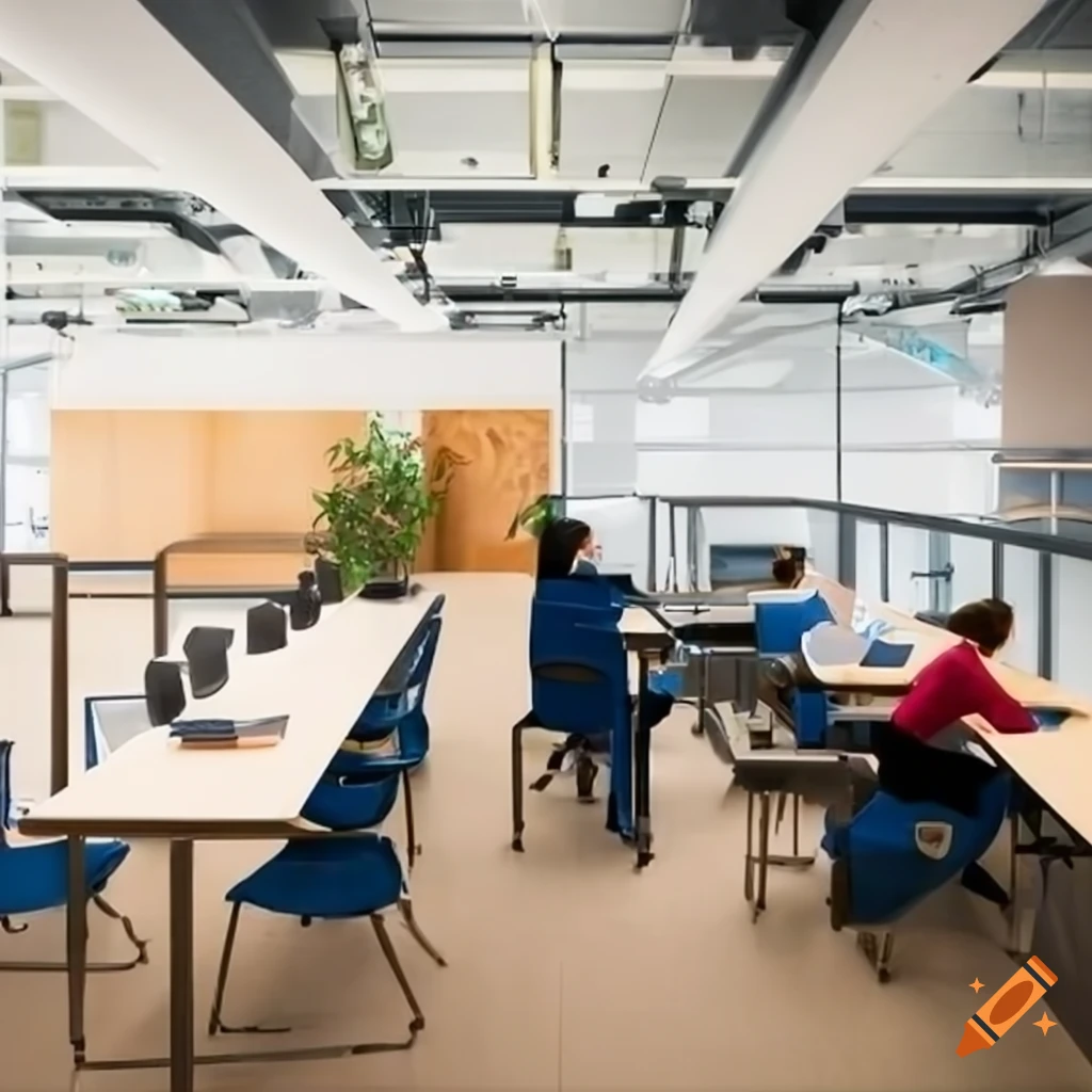 Design thinking workspace with people collaborating on Craiyon