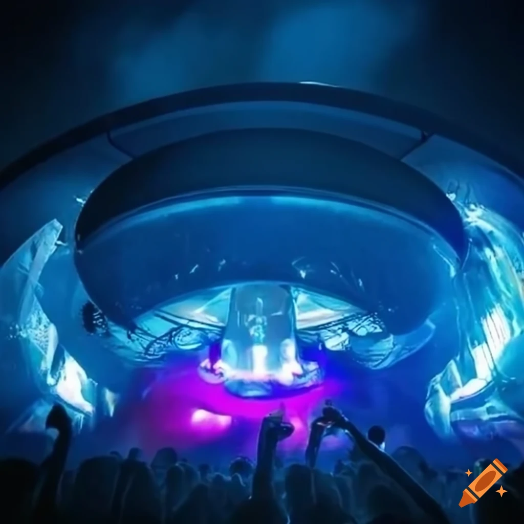 Festival stage with UFO design on Craiyon