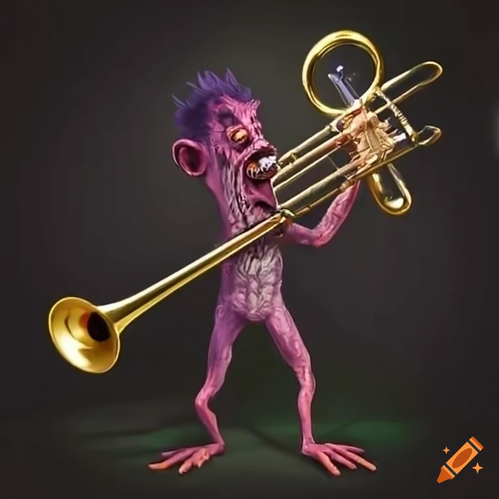 Artwork of a monster man playing the trombone