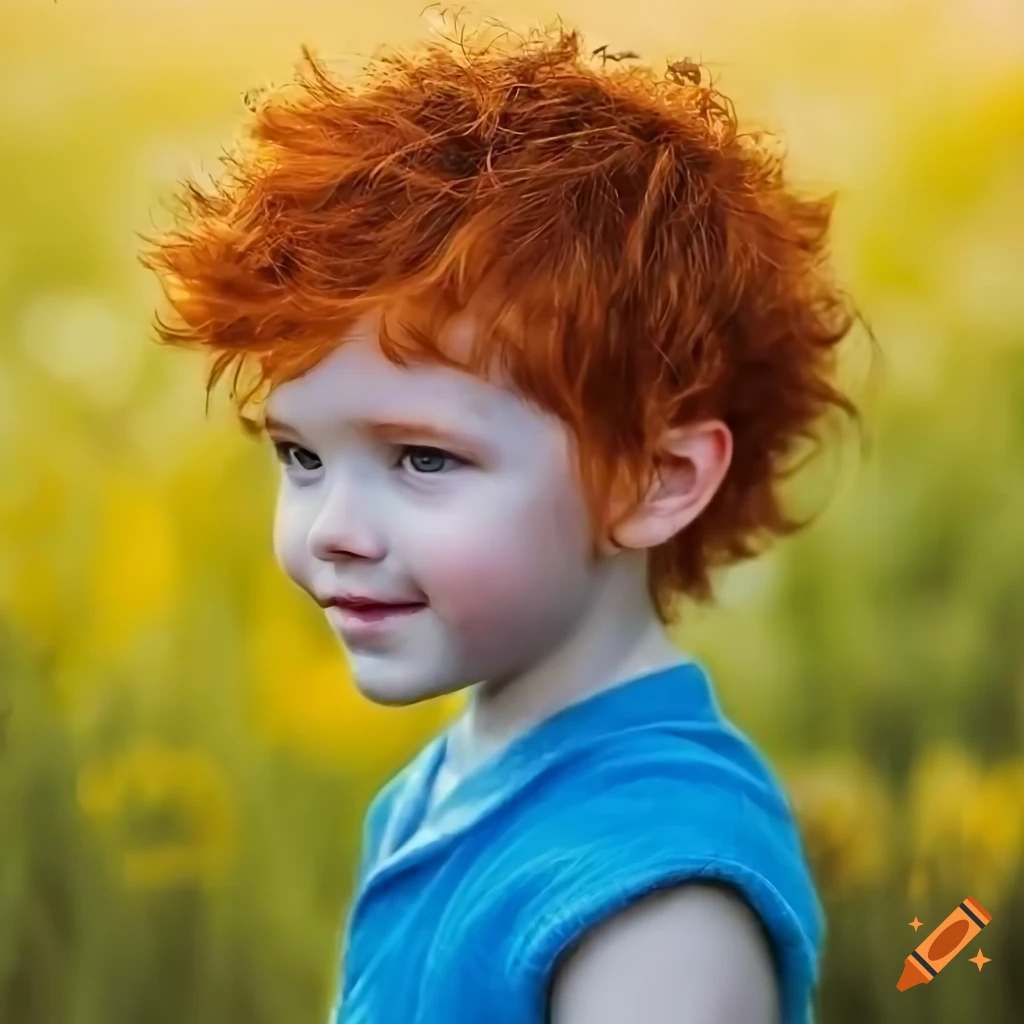 Closeup portrait of a joyful child with red hair on Craiyon