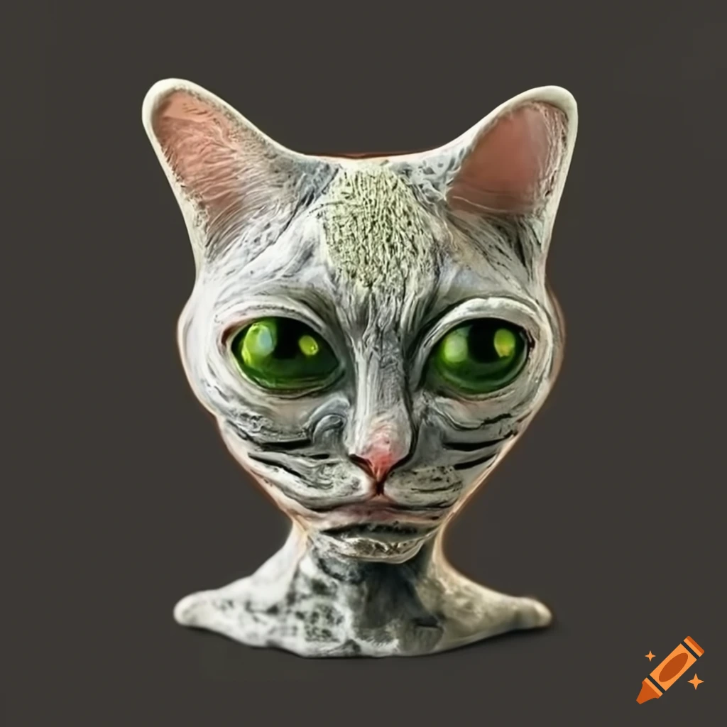 Image of an alien cat with a stone-shaped head on Craiyon