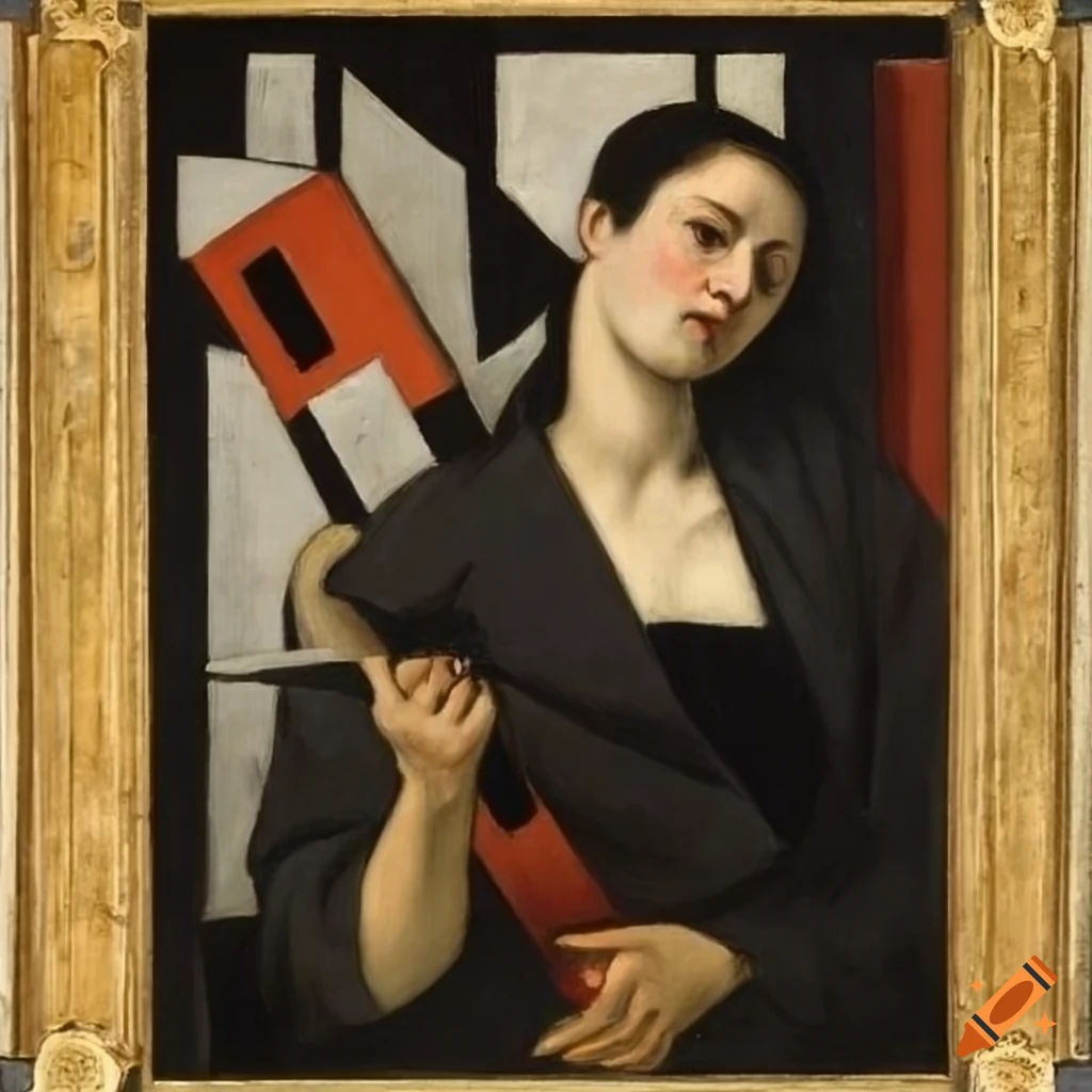 Painting of a woman using tools in multiple art styles on Craiyon