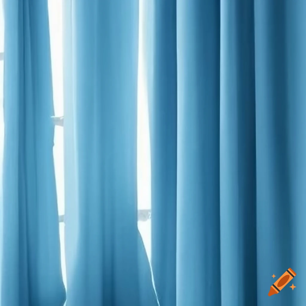 Blue curtain fluttering in the wind on Craiyon