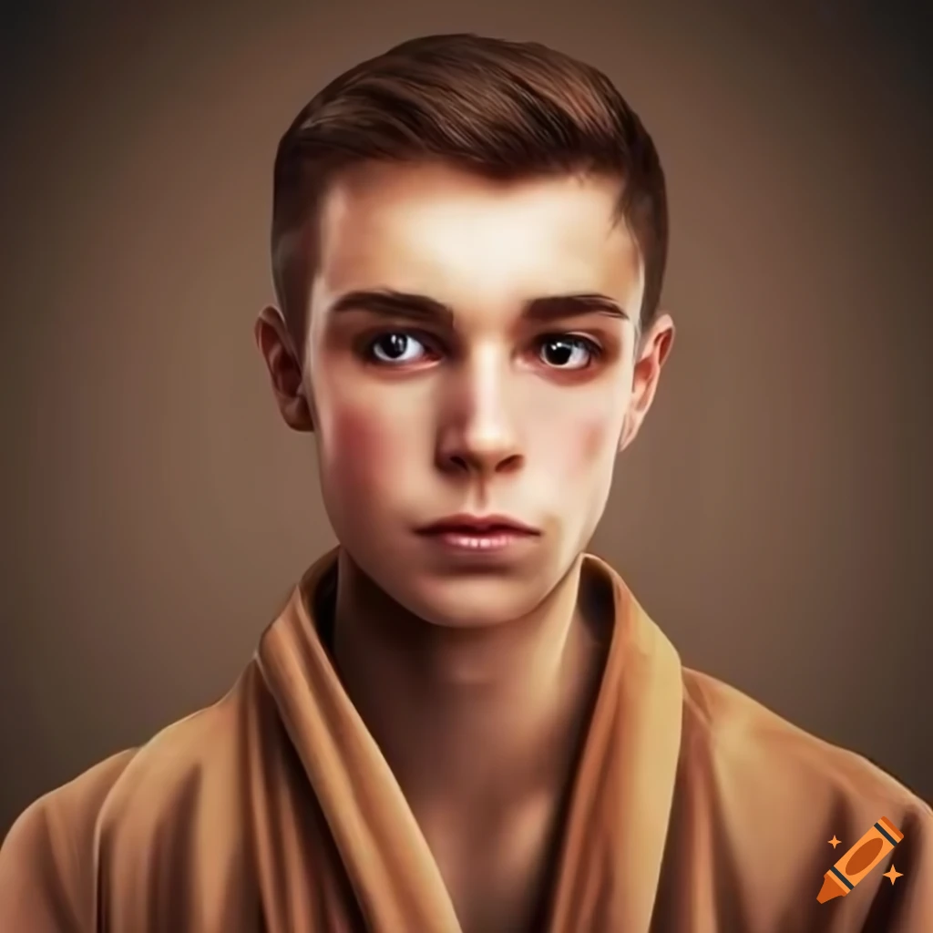Photo of a young man in a brown robe on Craiyon
