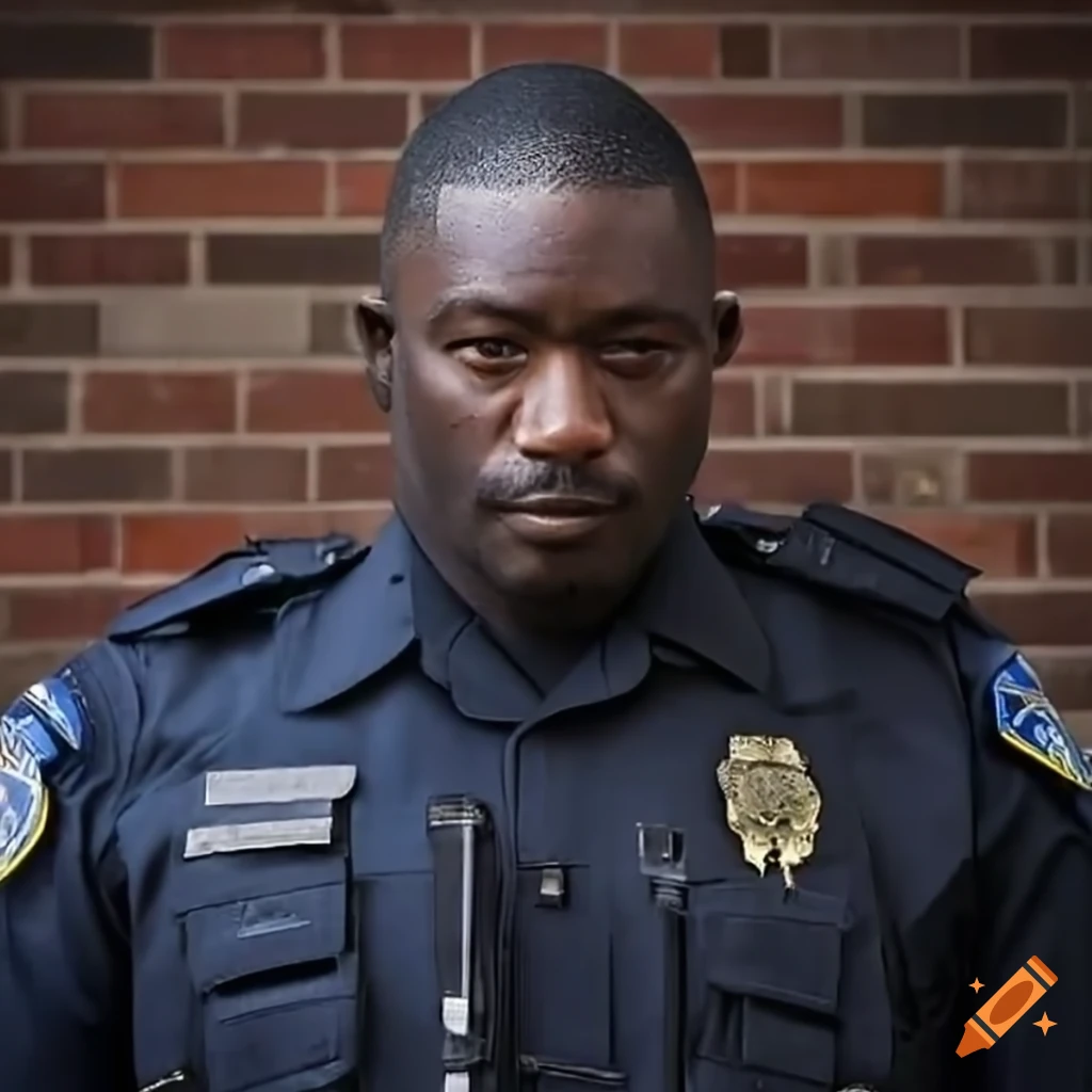 Portrait of a strong black police officer