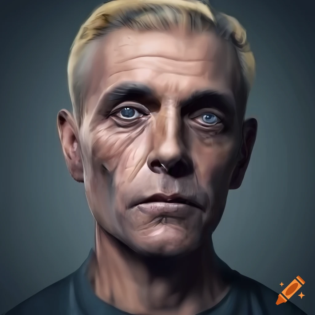 Detailed portrait of a rugged man with intense gaze on Craiyon