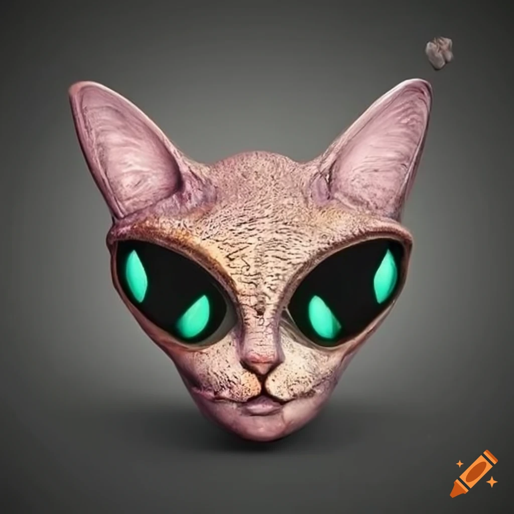 Image of an alien cat with a stone-shaped head on Craiyon