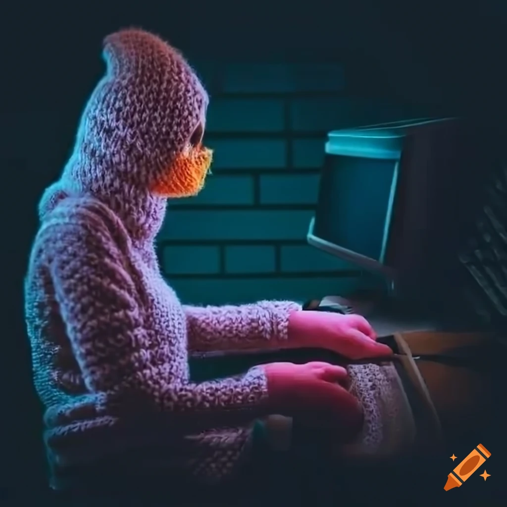 Person typing on a keyboard with mittens on Craiyon