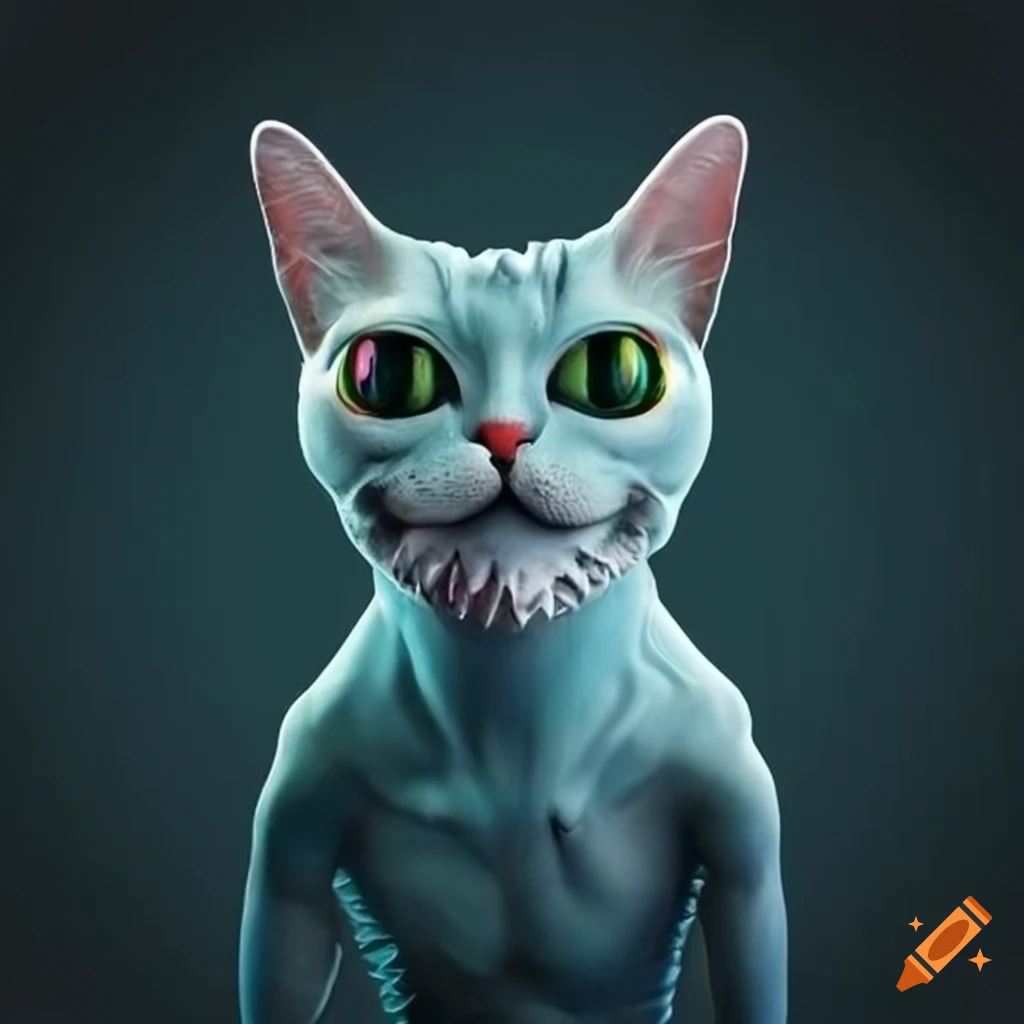 Cat with shark-shaped head