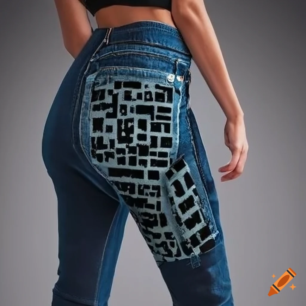 Stylish jeans with qr code design