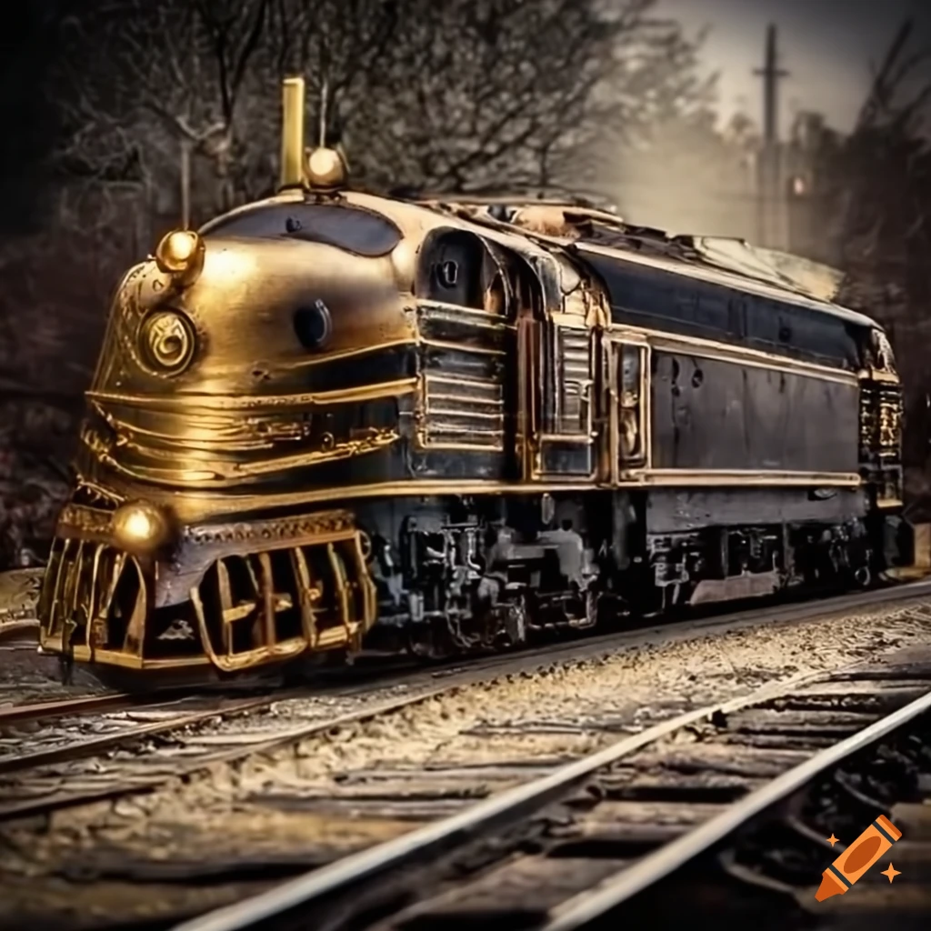 Steampunk diesel train on Craiyon