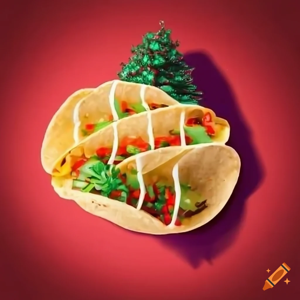 Office christmas party with people enjoying tacos