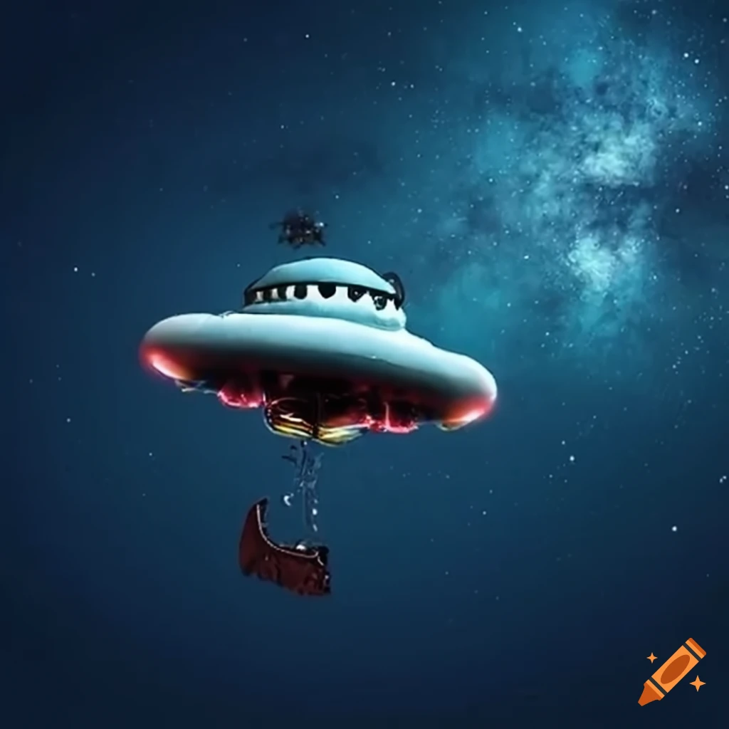 Fantasy image of Santa's sleigh with a UFO on Craiyon