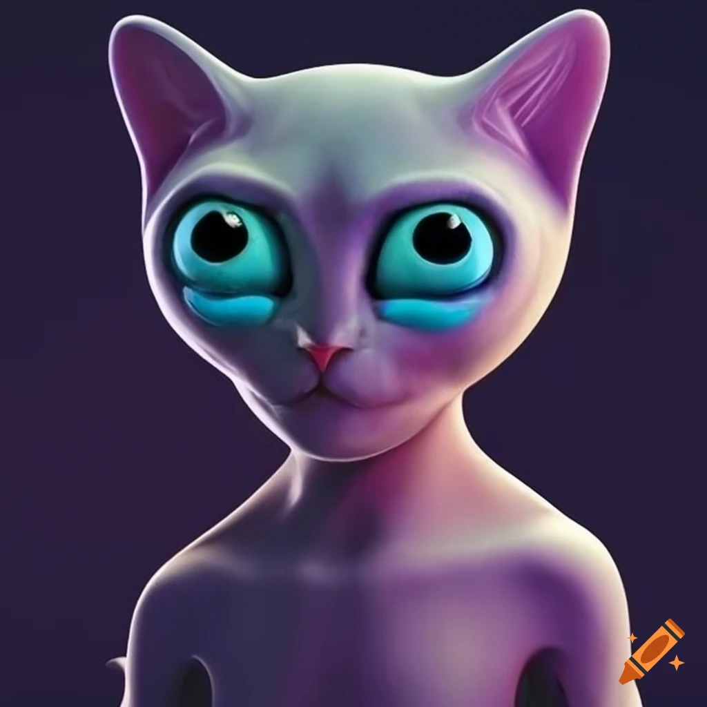 Image of an alien cat with a square-shaped head on Craiyon