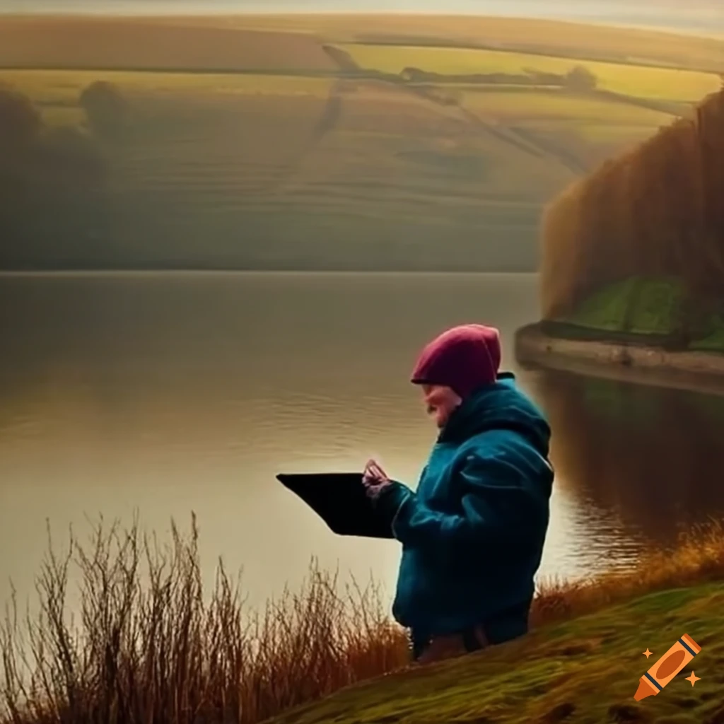 Man measuring water depth in a reservoir on Craiyon