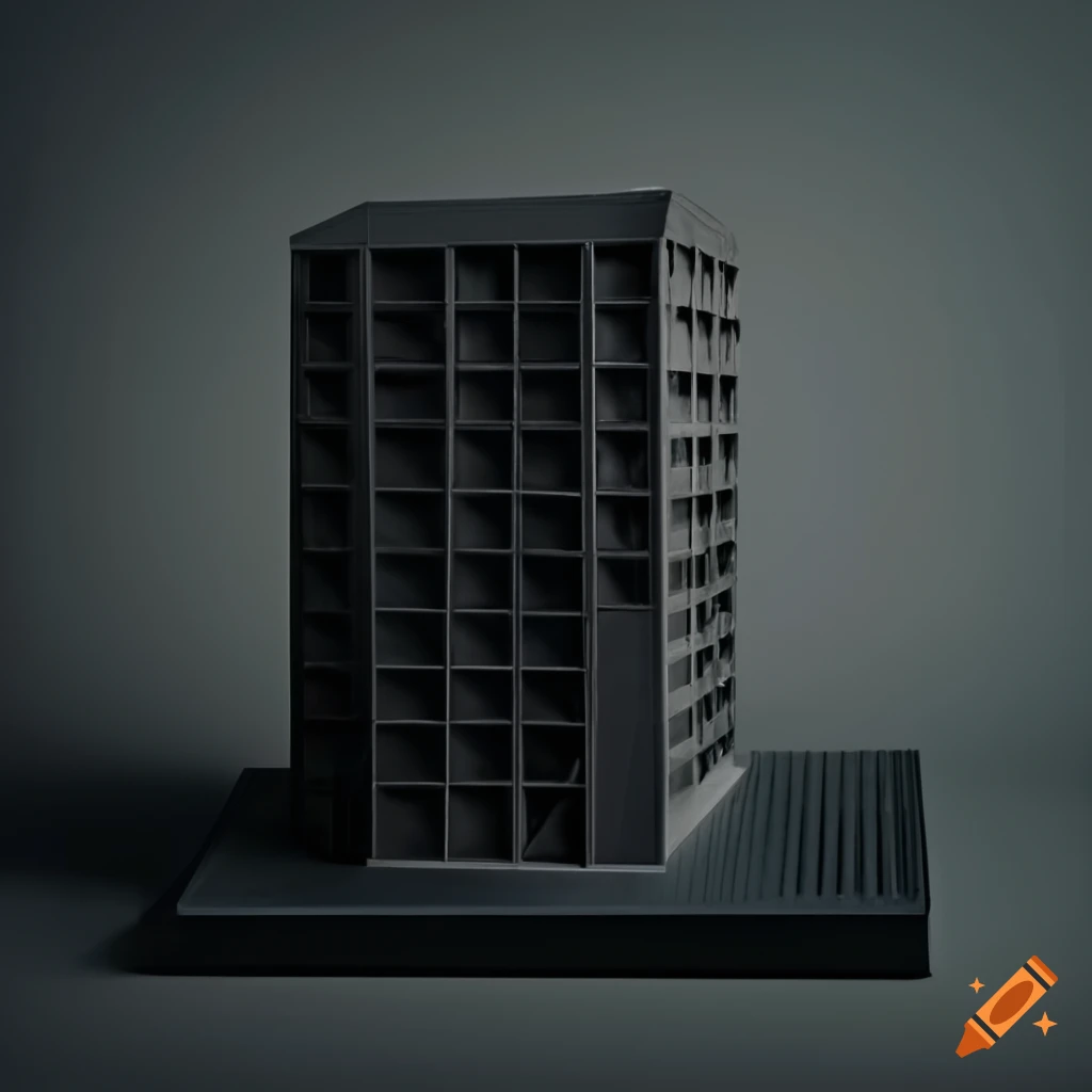 Dark gray building model on Craiyon
