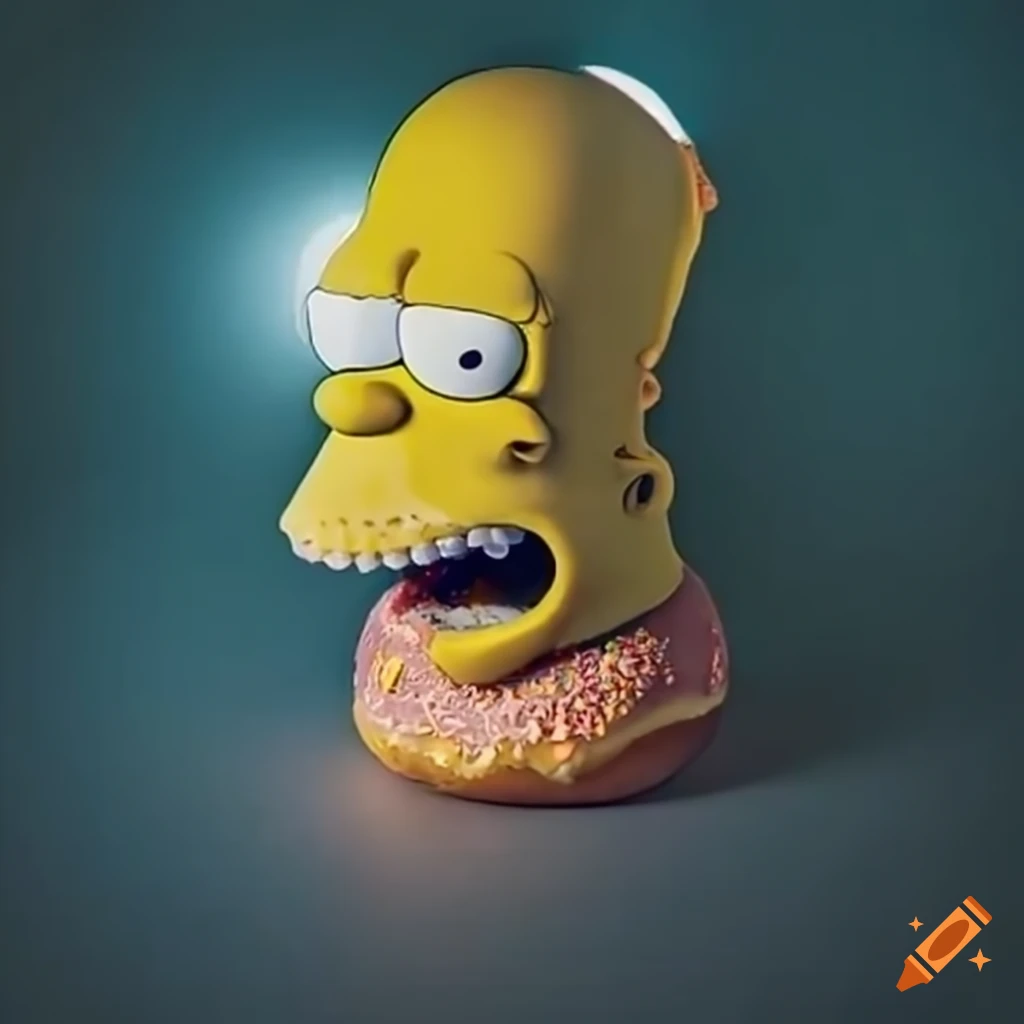 Funny illustration of Homer Simpson as a delicious donut on Craiyon