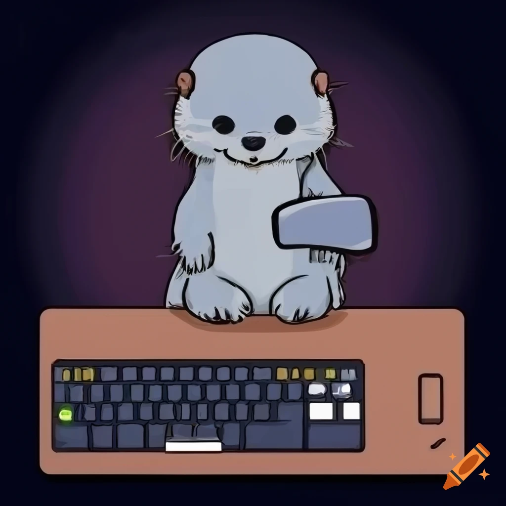 Digital art of a otter gaming at a desk on Craiyon