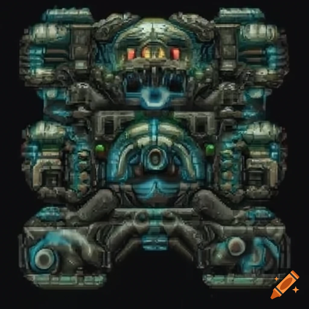 Creepy alien tiles in a 2d metroid game on Craiyon