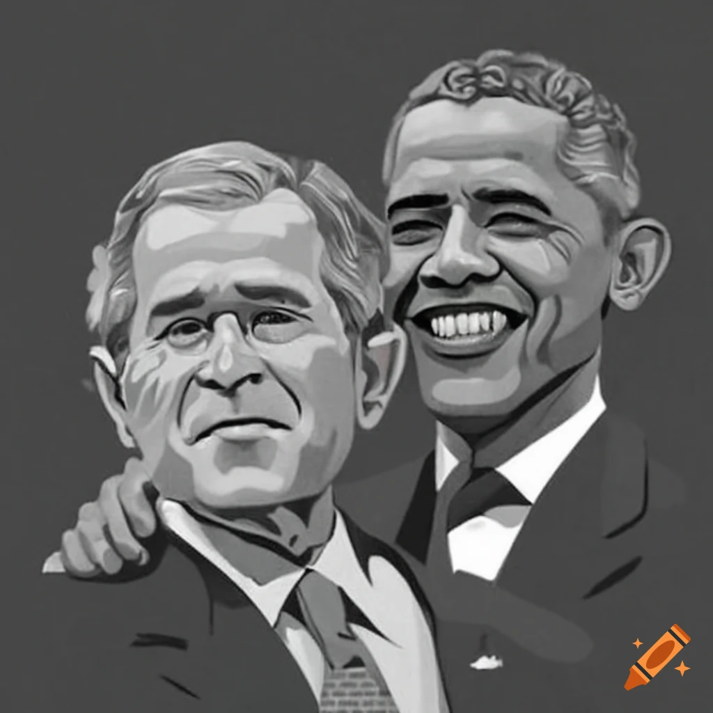 George W. Bush, Obama, and Bill Clinton posing together on Craiyon