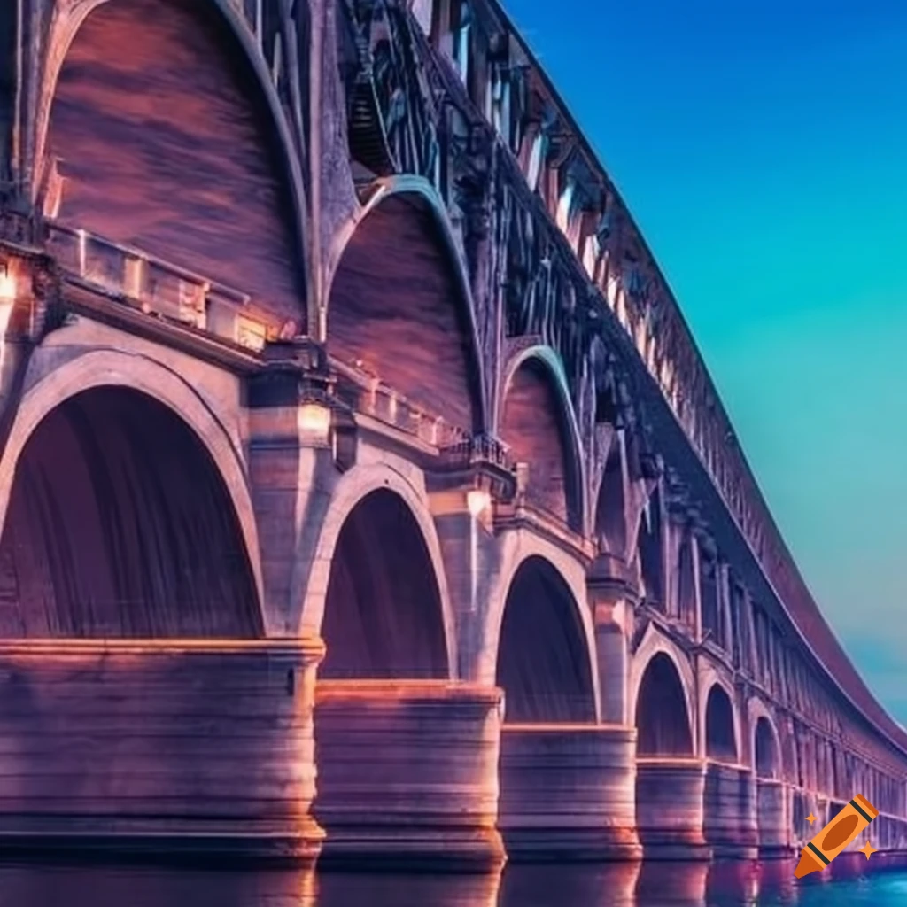 Vibrant european bridge with unique architecture on Craiyon