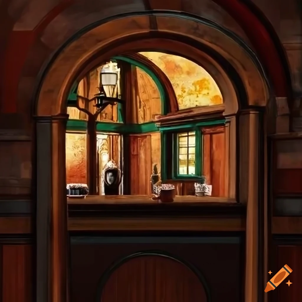 Image of an archway and window in an irish bar