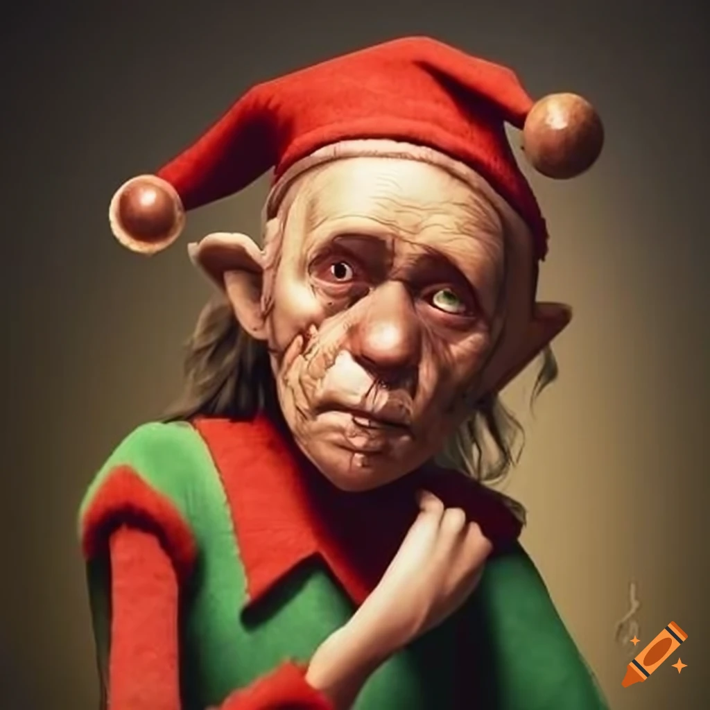 Image of a sad homeless elf helper on Craiyon
