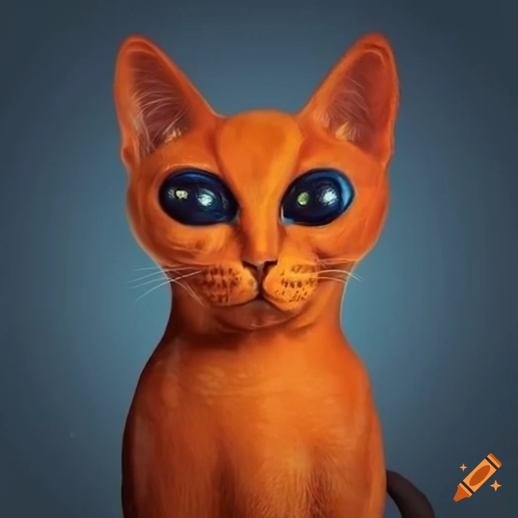 Image of an alien-like cat with an orange-shaped head on Craiyon