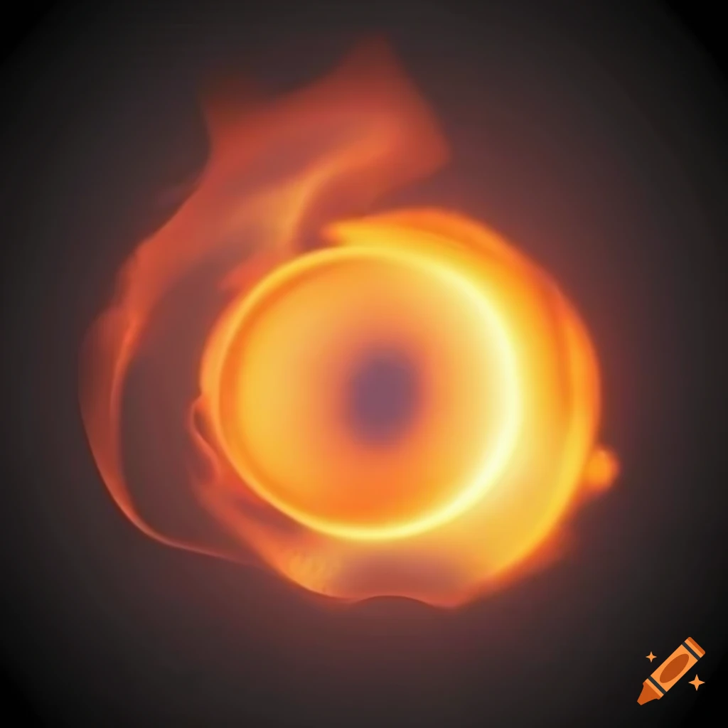 Floating orb with flame in a dark background on Craiyon