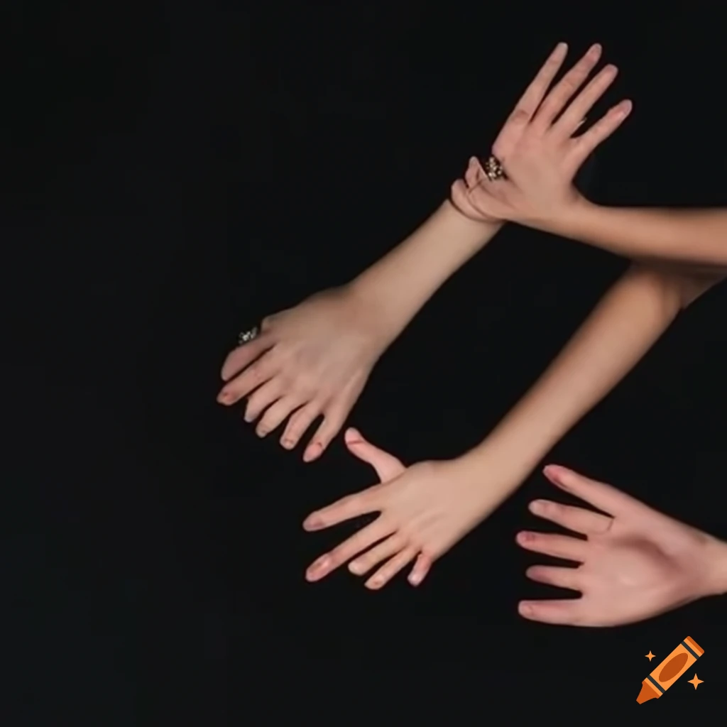 Surreal artwork of multiple arms extending from a body