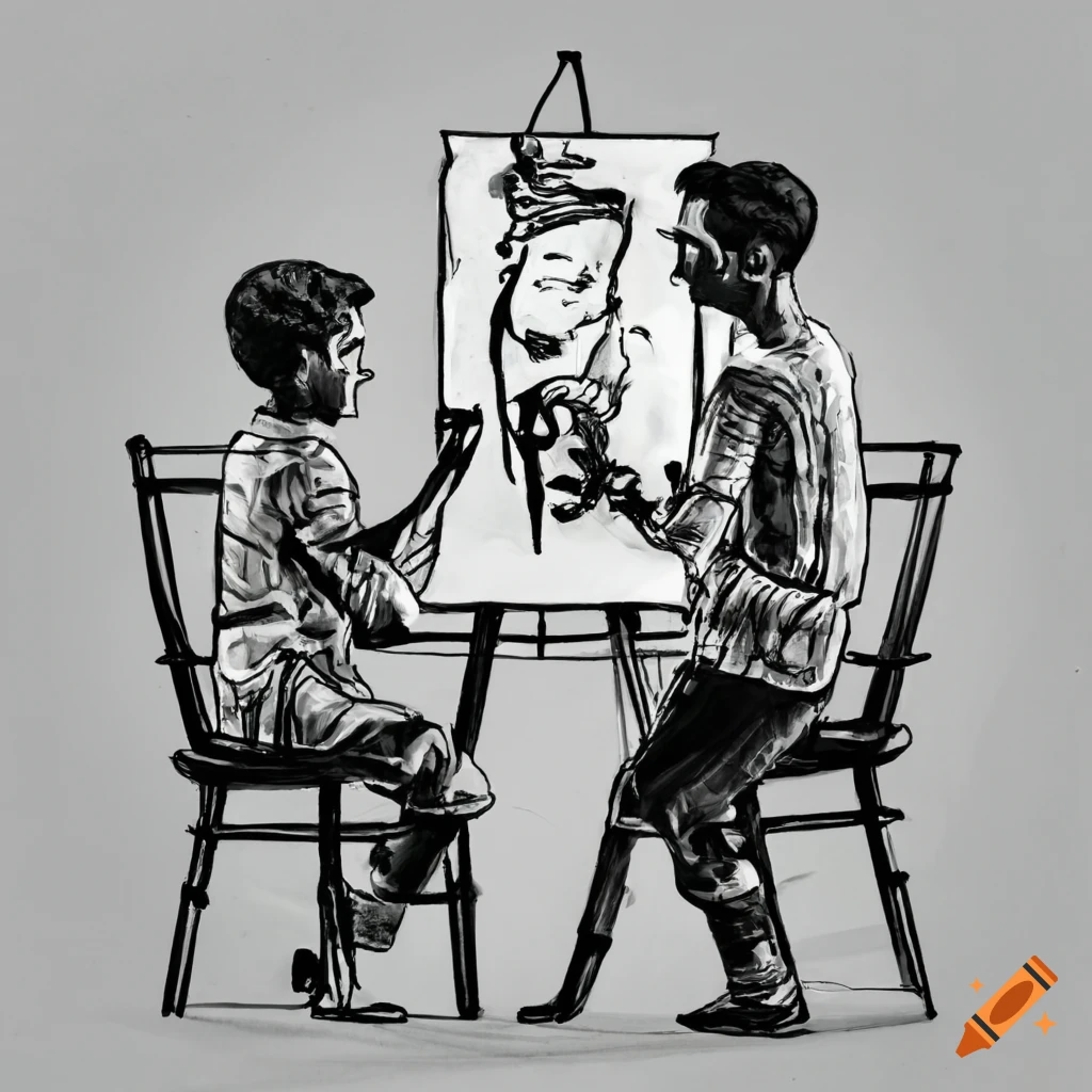 Two friends painting together