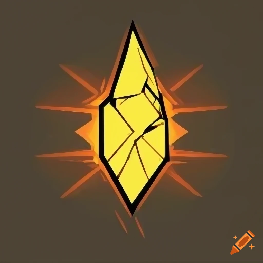 Geometric glass shard icon in orange and yellow on Craiyon