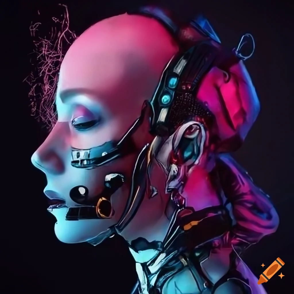 Cyberpunk cyborg portrait