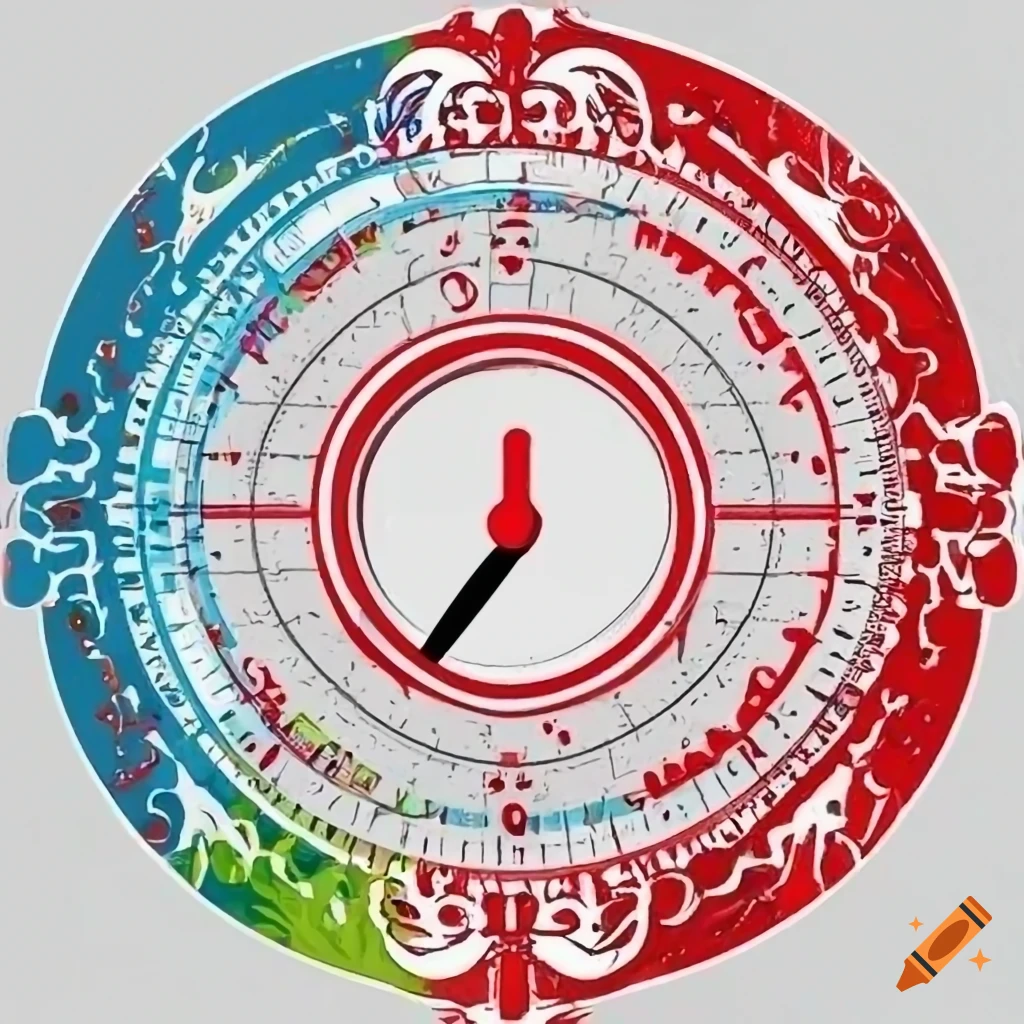 Round red and white logo for personal timer on Craiyon