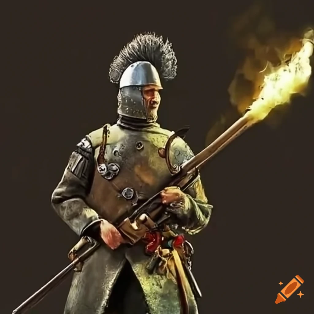 16th century army with magical glowing muskets on Craiyon