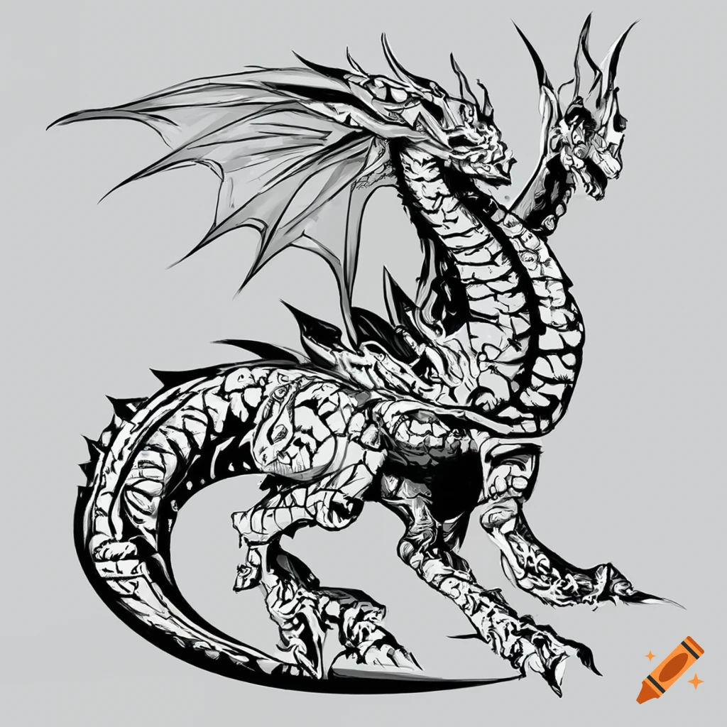 Illustration of a powerful dragon with fire, ice, and wind powers on ...