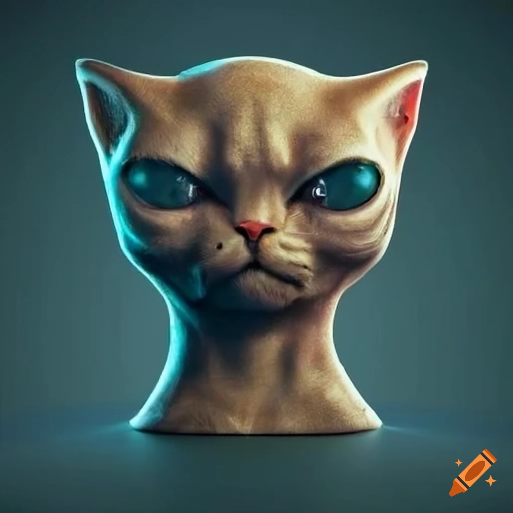 Image of an alien cat with a hammer-shaped head on Craiyon