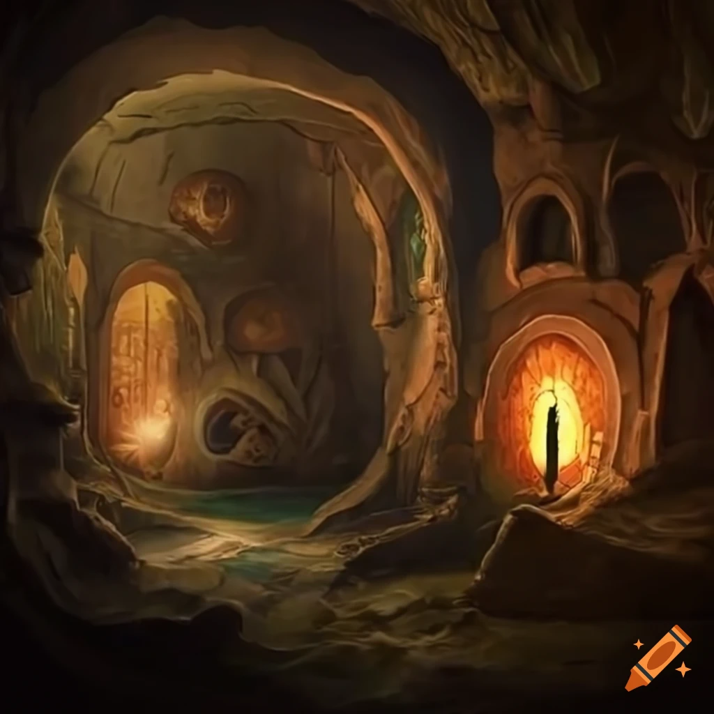 Inside view of a fantasy hideout underground