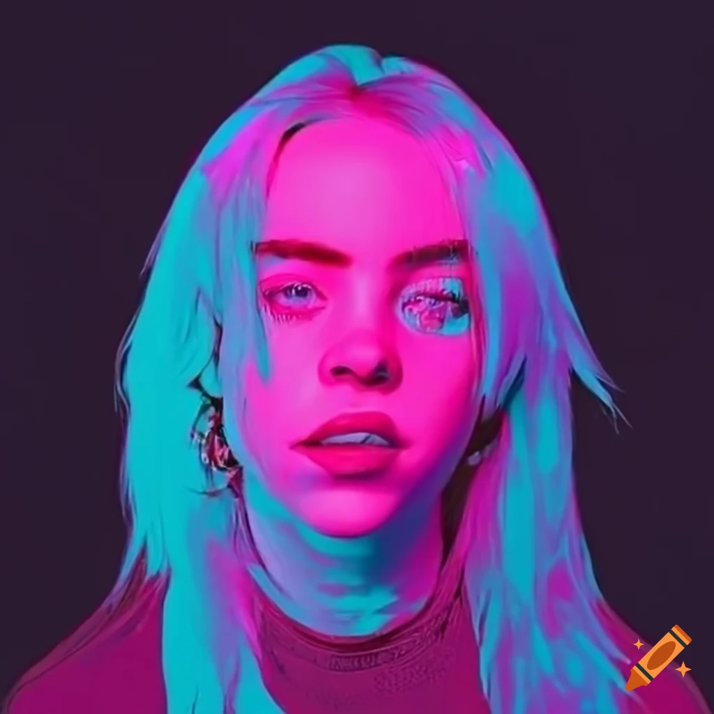 Vaporwave portrait of billie eilish