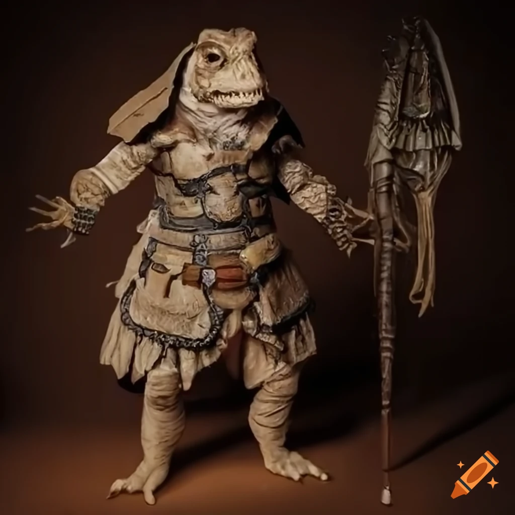 Illustration of a d&d cleric with a horned lizard head