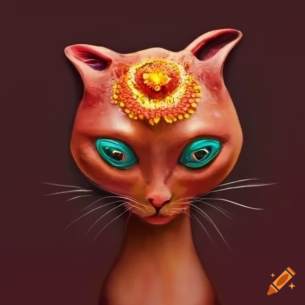 Art of an alien cat with flower-shaped head on Craiyon
