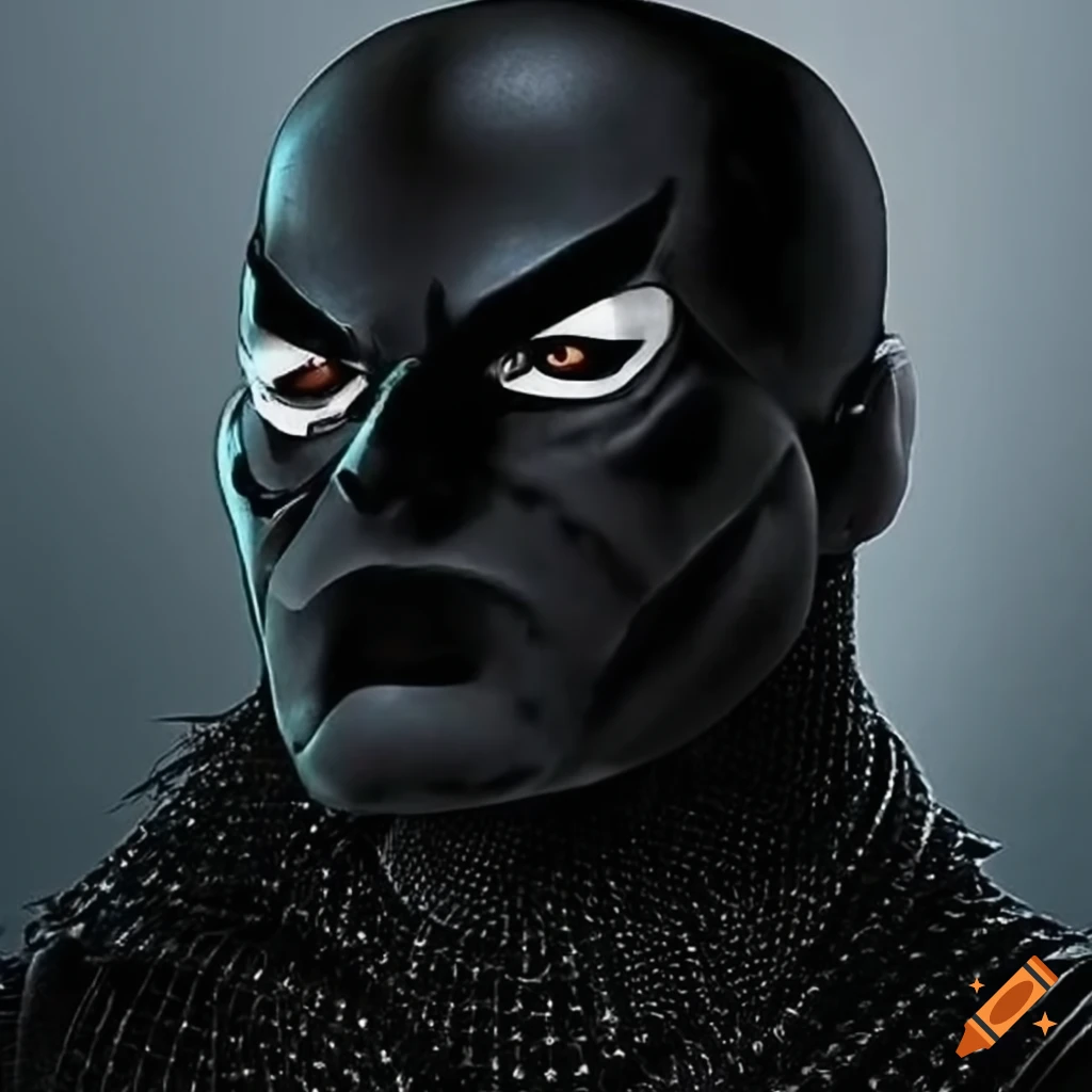 Black superhero in a mask and costume