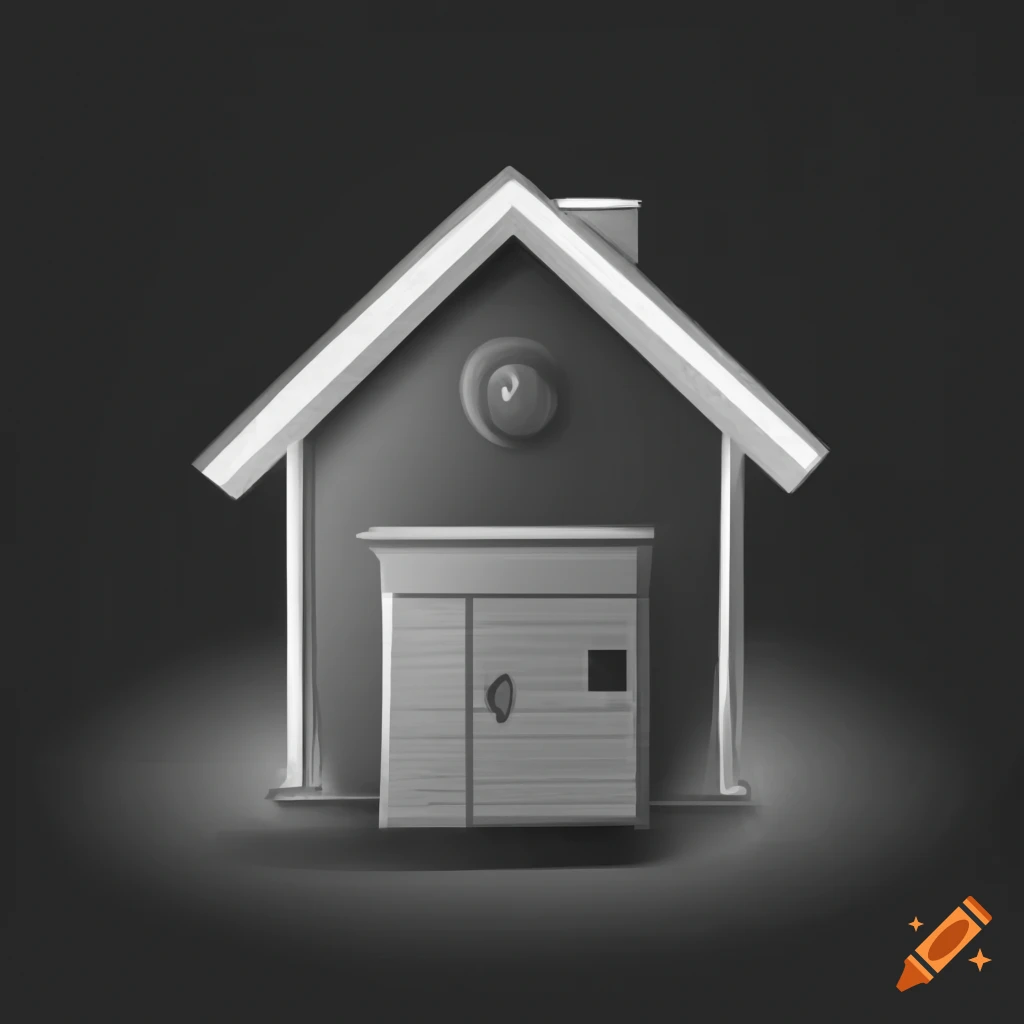 Clipart of a house in greyscale
