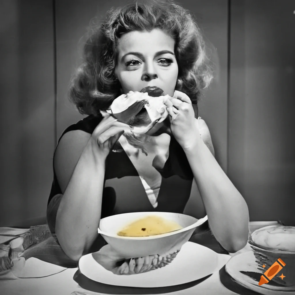 Image of a famous italian actress eating pasta on Craiyon